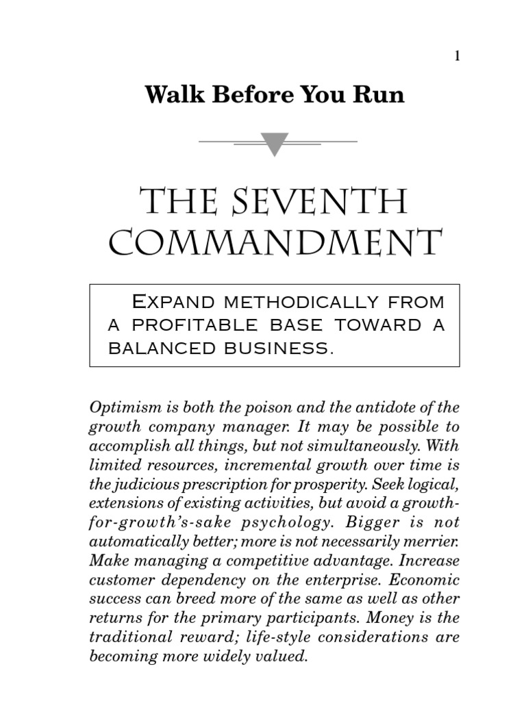 The Seventh Commandment: Walk Before You Run | PDF | Profit (Accounting) | Economies