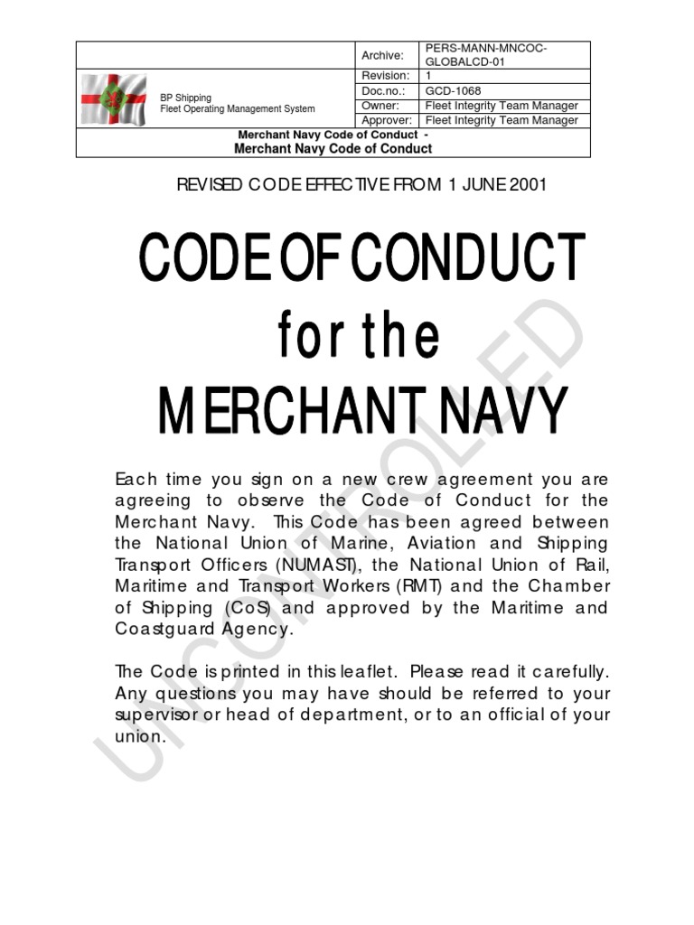 Code of Conduct for Merchant Navy | Merchant Navy | Sailor