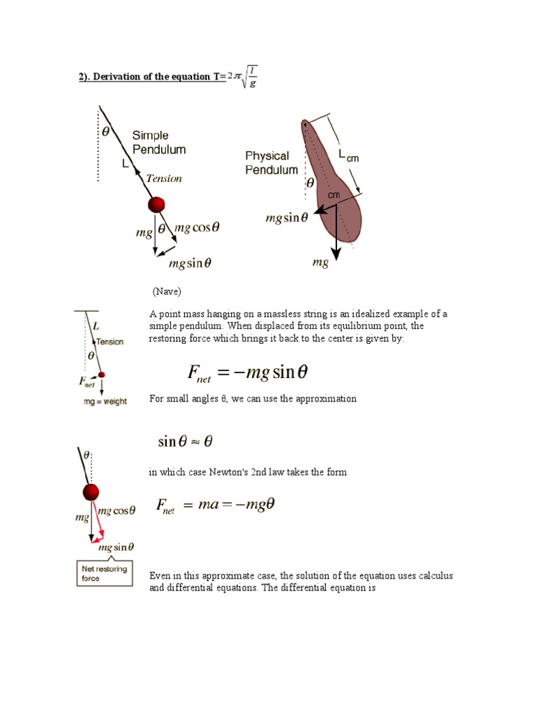 Simple Pendulum Motion Derivation | PDF