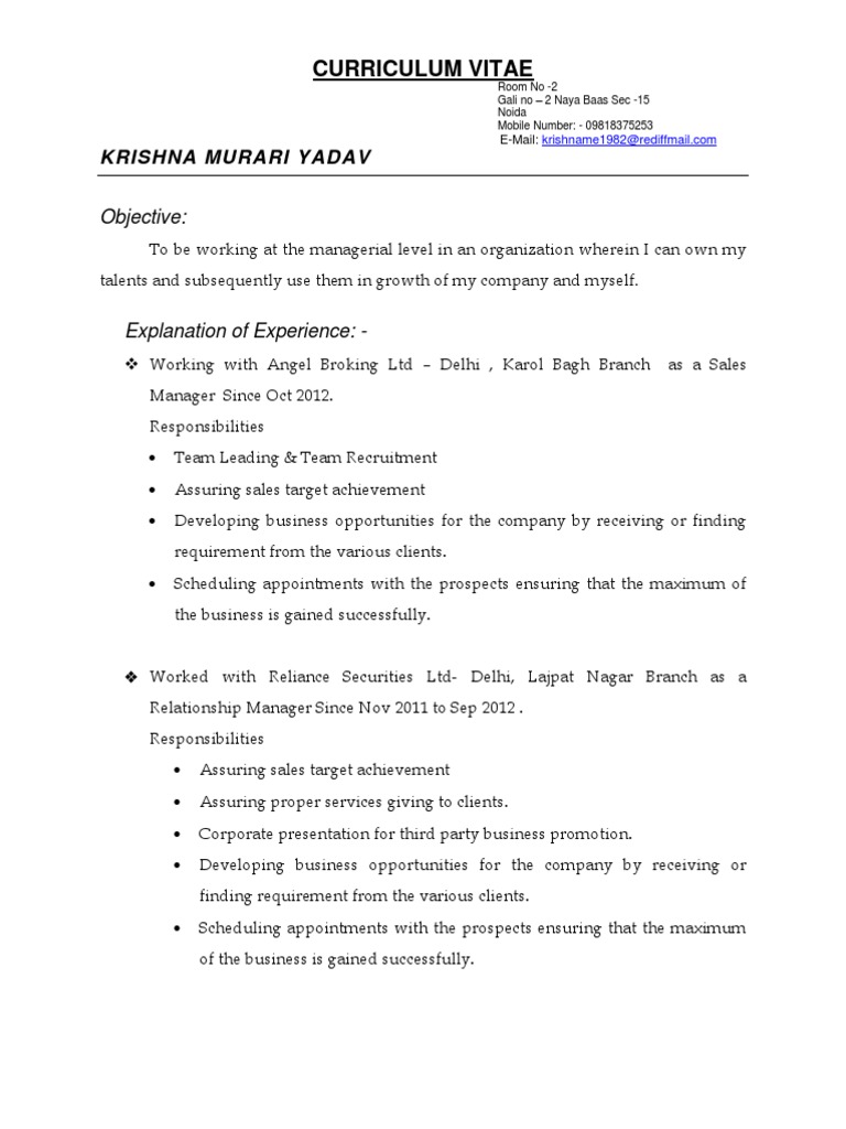 Curriculum Vitae: Krishna Murari Yadav | PDF | Economies | Business