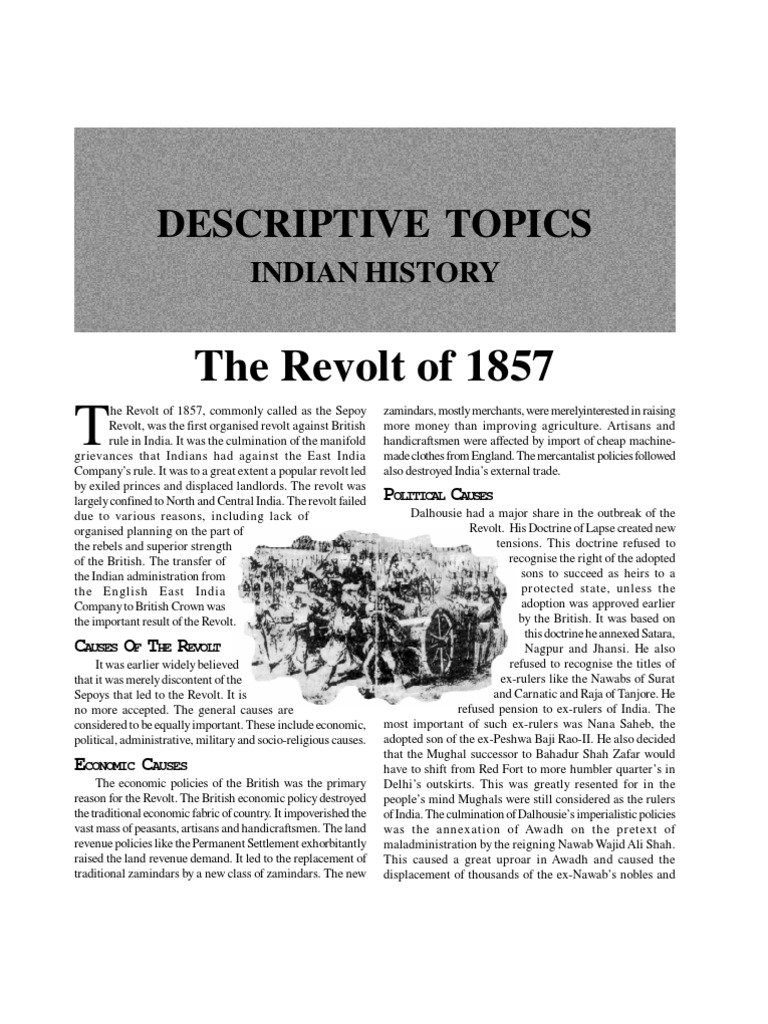 History - the Revolt of 1857 | Indian Rebellion Of 1857 | British Raj