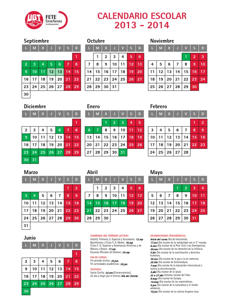 Calendario Escolar 2013 14 De Dps