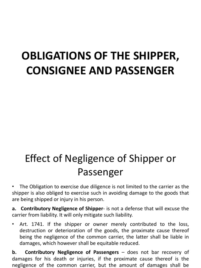 5 Obligations of The Shipper, Consignee and Passenger | PDF ...