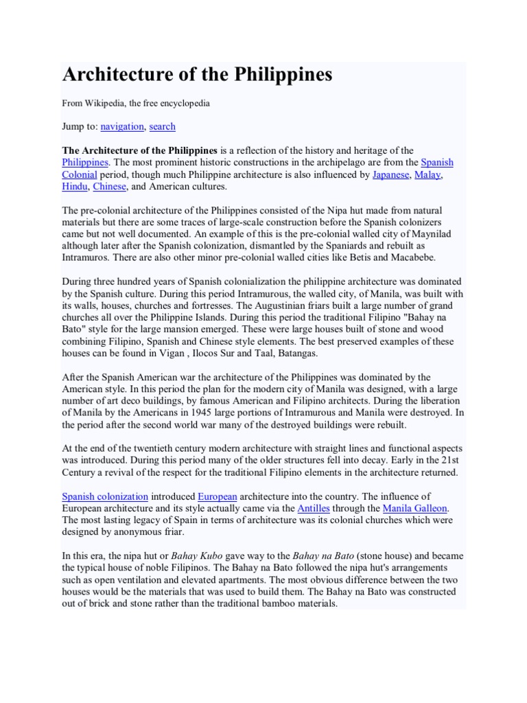 Architecture of The Philippines | PDF | Philippines | Manila