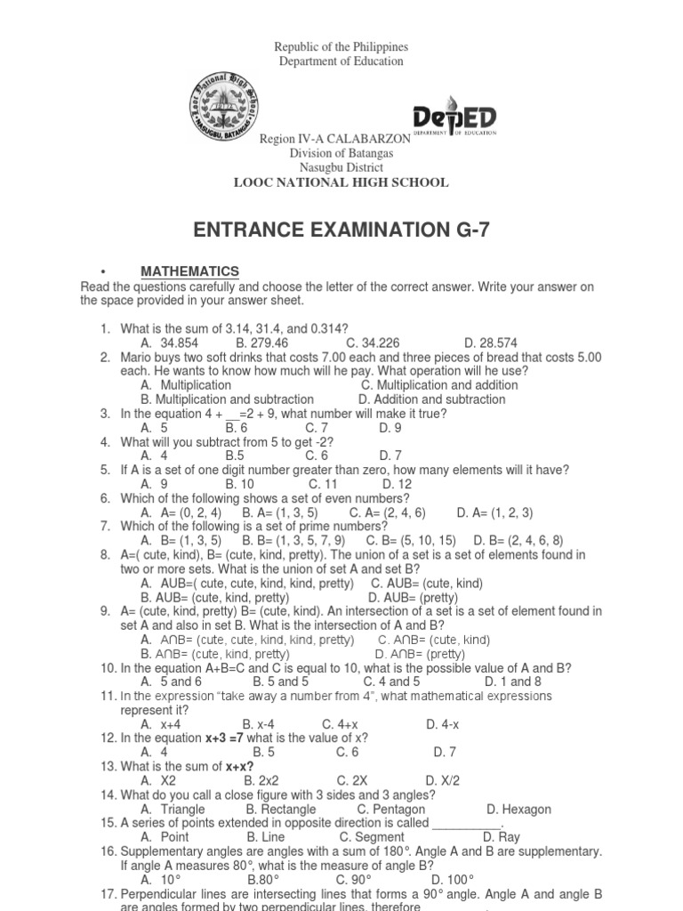 Entrance Exam g7 | PDF | Troposphere | Atmosphere Of Earth