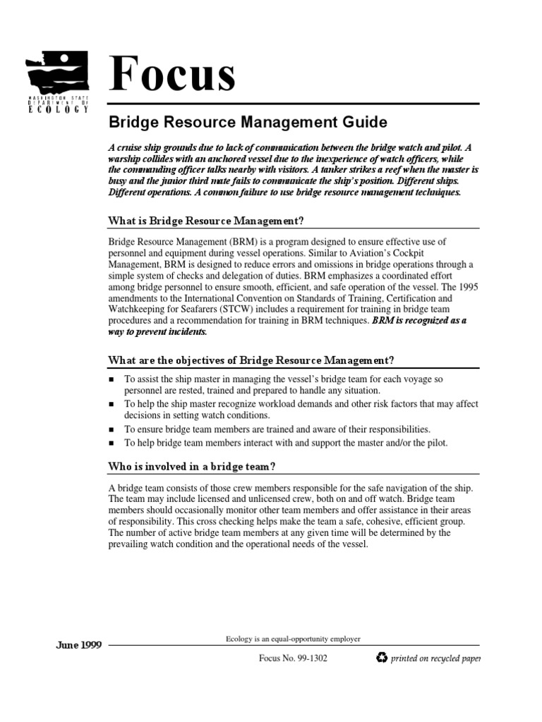 Bridge Resource Management Overview | PDF | Navigation | Water Transport