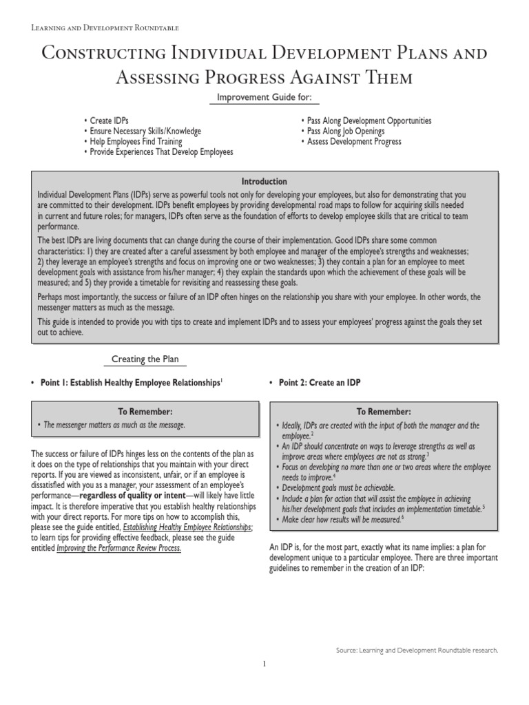 Individual Development Plans | PDF | Goal | Employment