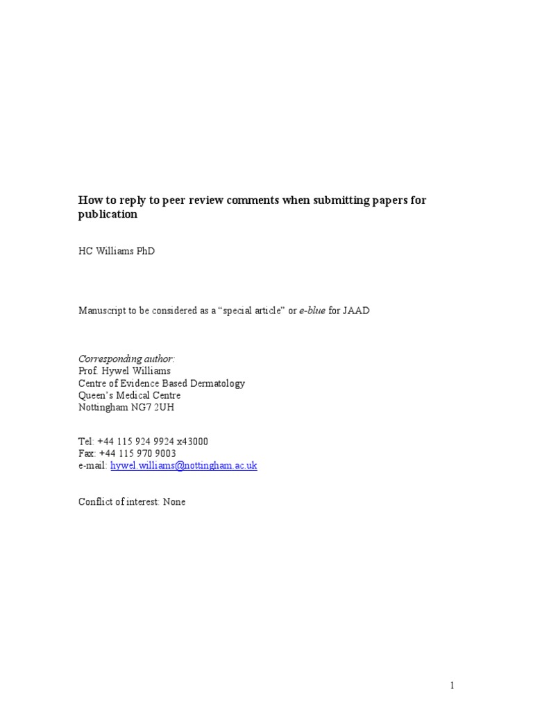 How to reply to peer review comments when submitting papers for ...