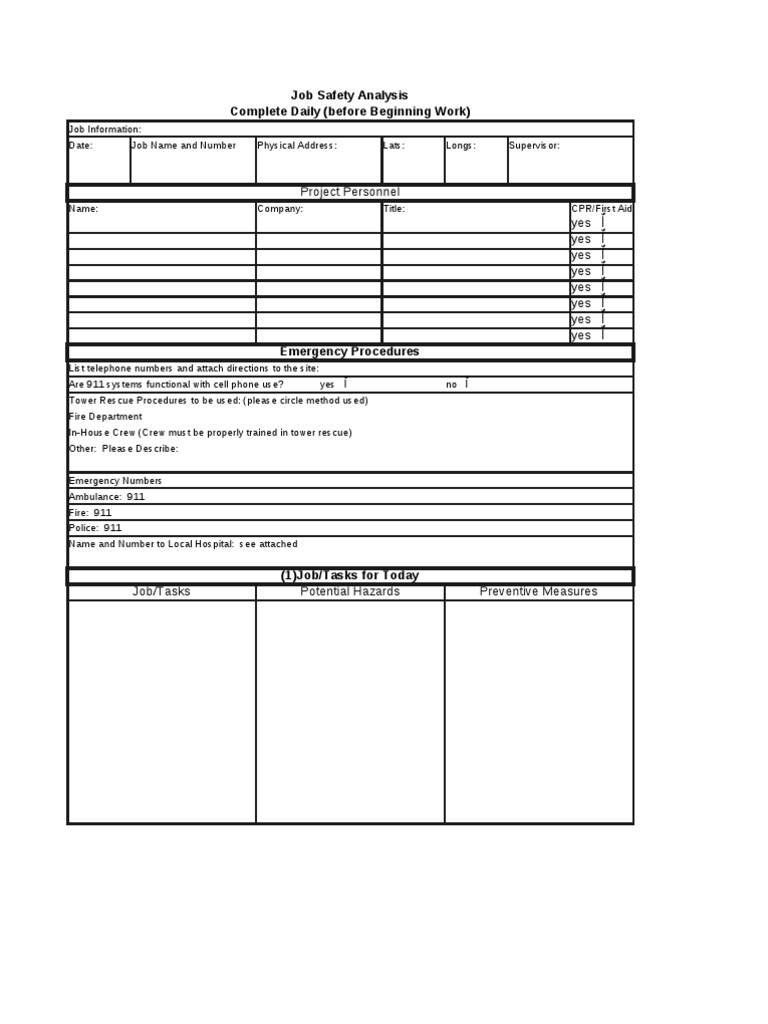 Jsa Form | PDF | Safety | Nature
