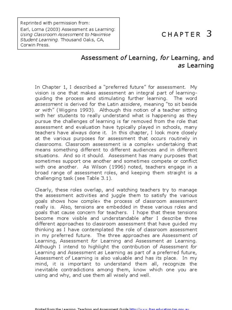 Assessment of For As Learning | PDF | Educational Assessment | Teachers