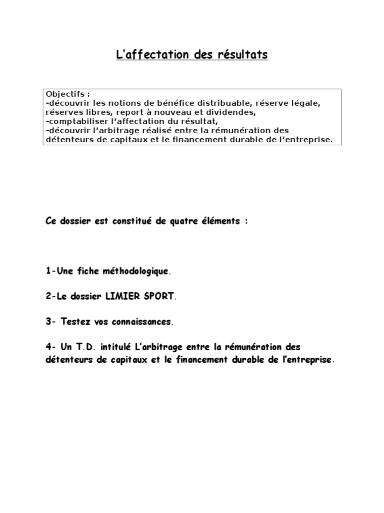 Affectation Des Résultat-Cours-4.4prof | PDF | Actionnaire | Dividende