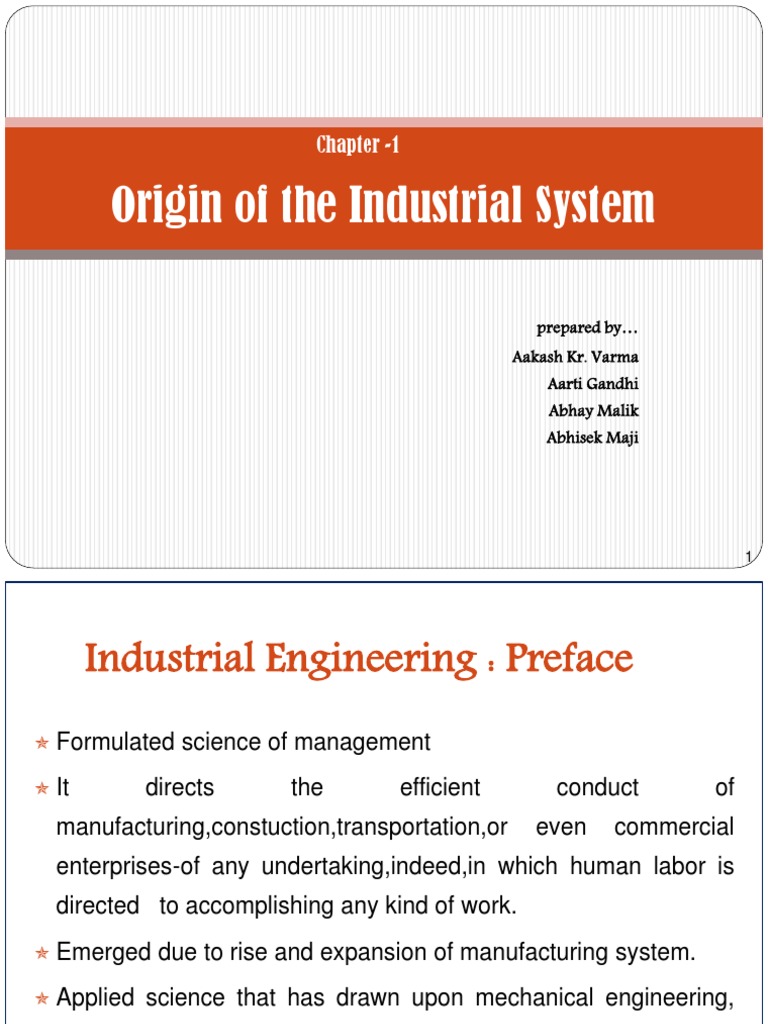 Origin of The Industrial System: Chapter - 1 | PDF | Resource | Engineering
