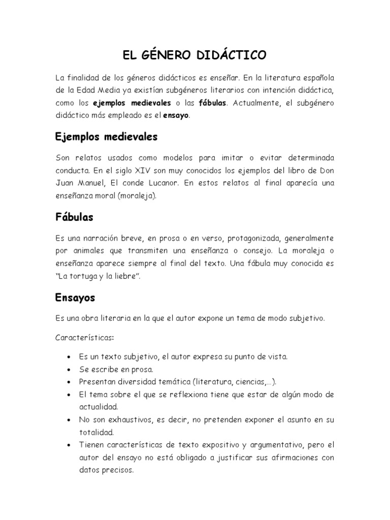 El Género Didáctico | PDF | Fábula | Teatro