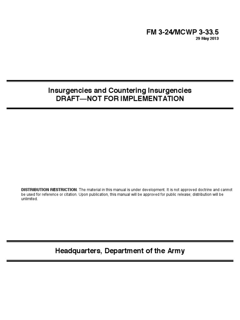 FM 3-24, 29 May 2013, Initial Draft | PDF | Counter Insurgency | Insurgency