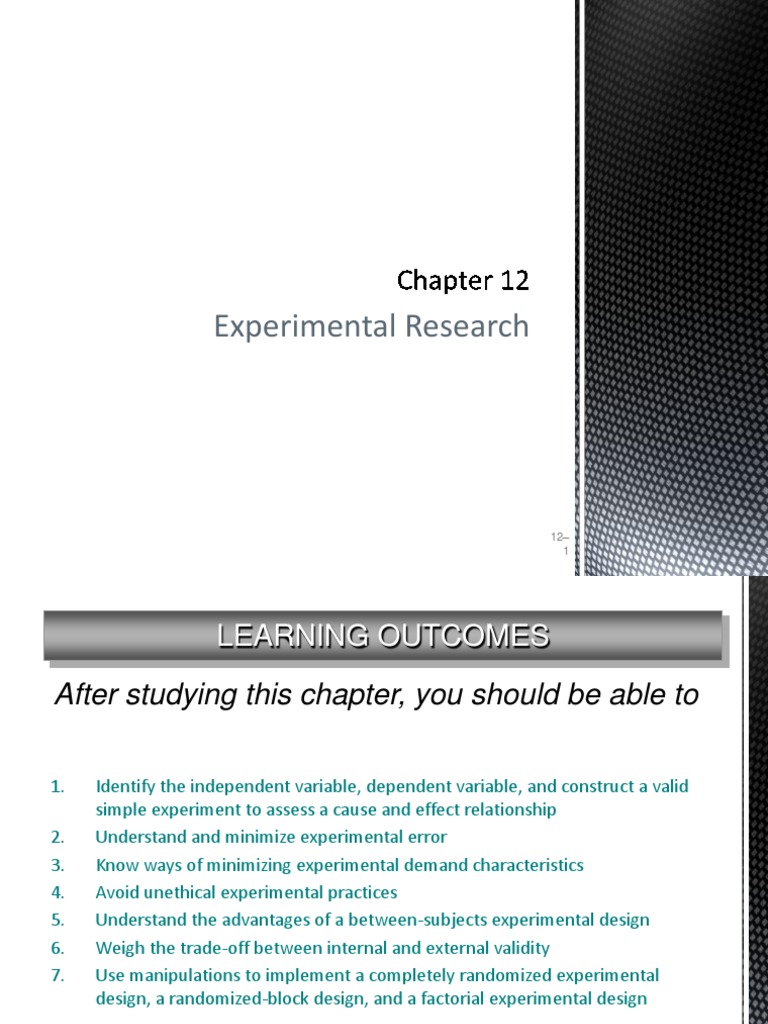 Chapter 12 Experimental Research | PDF | Design Of Experiments | Experiment