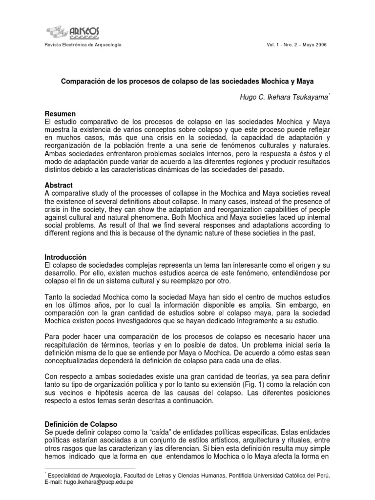 Comparacion de Los Procesos de Colapso Maya Mochica | PDF ...