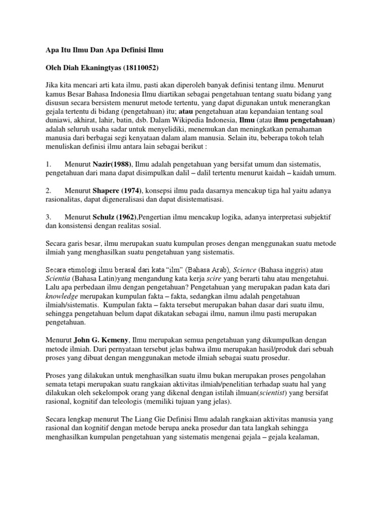 Apa Itu Ilmu Dan Apa Definisi Ilmu | PDF
