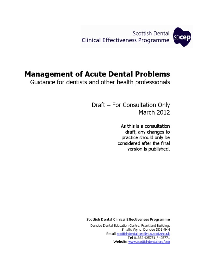 SDCEP Acute Dental Problems Guidance | PDF | Dentistry | Human Tooth