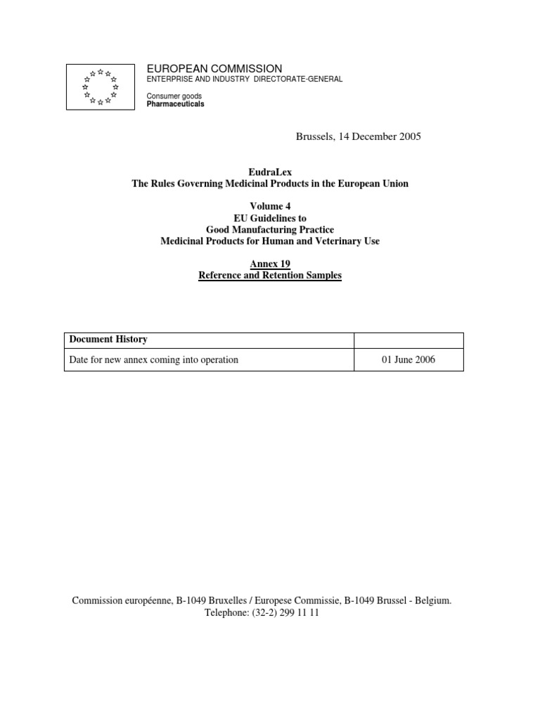EU Guideline For GMP Retain Samples PDF | PDF | Shelf Life | Packaging ...