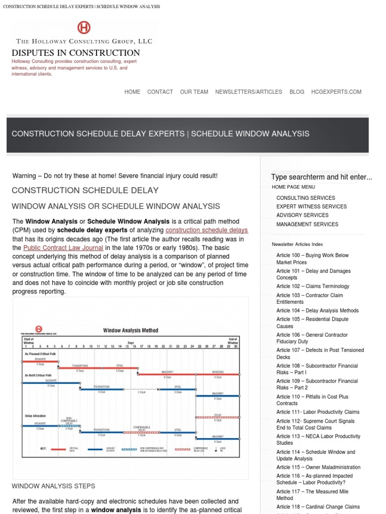 Construction Schedule Delay Experts - Schedule Window Analysis | PDF | General Contractor | Business