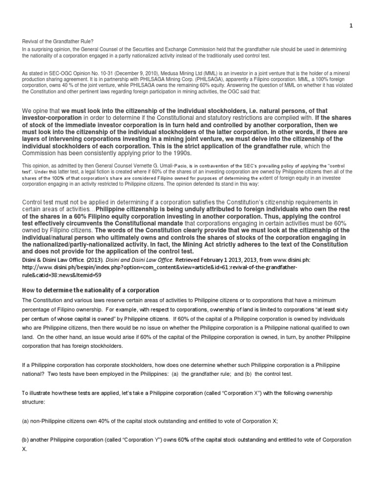 Grandfather Rule (Research) | PDF