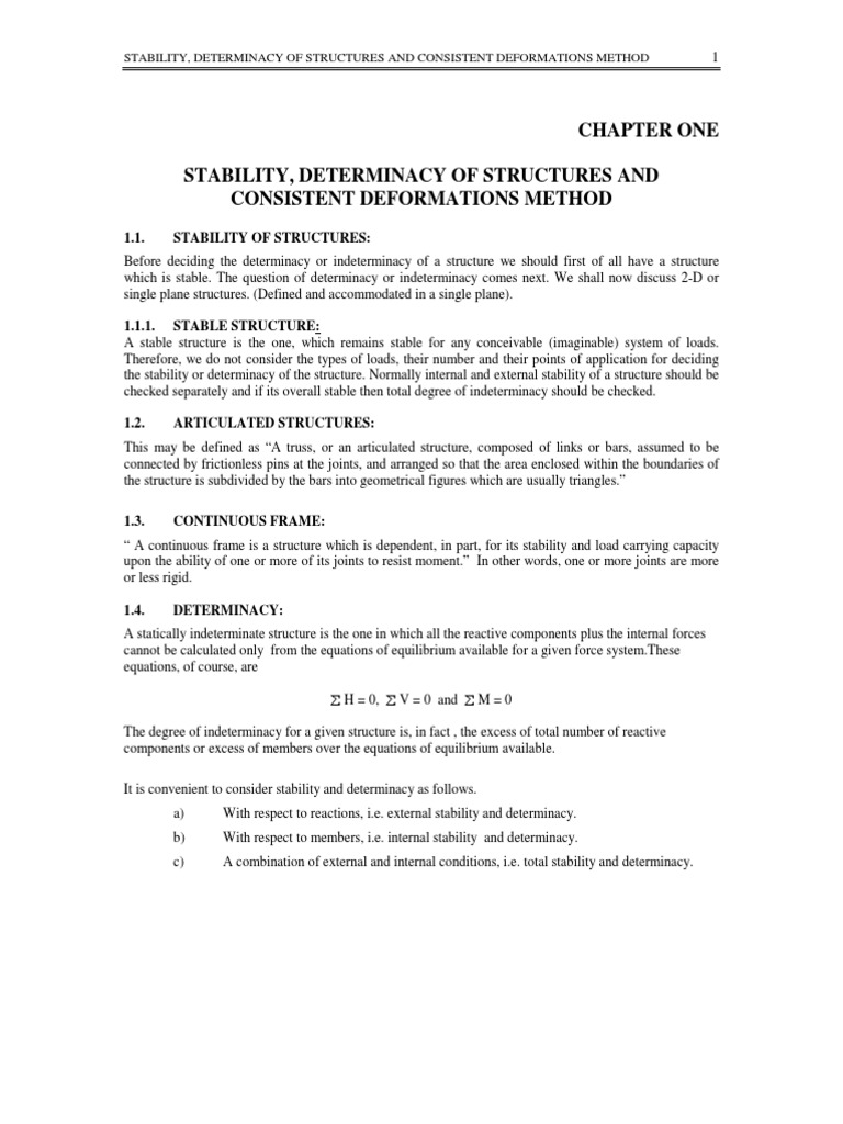 Stability, Determinacy of Structures | PDF | Deformation (Mechanics) | Bending