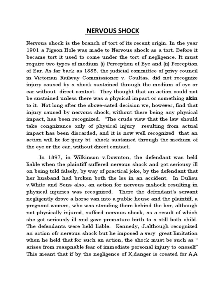 Nervous Shock | PDF | Negligence | Private Law