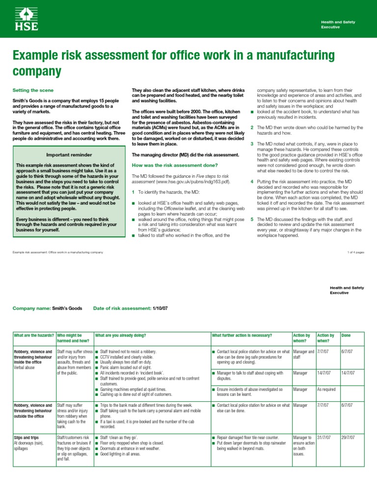 Manufacturing Risk Assessment | PDF | Business | Technology & Engineering