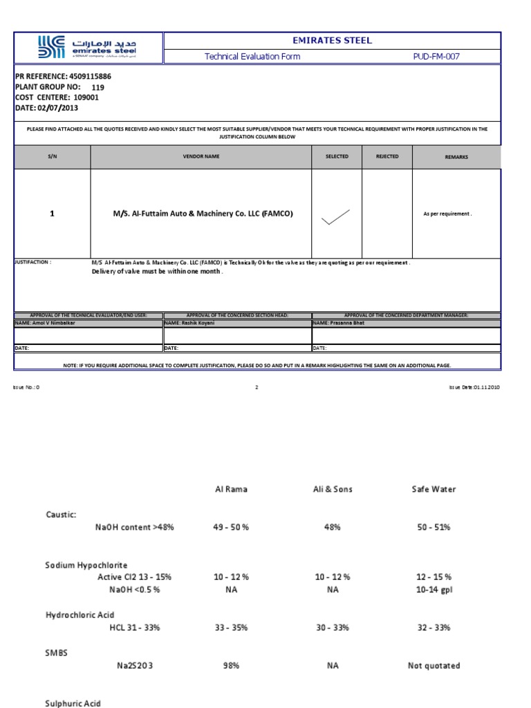 Technical Evaluation Form Pud-Fm-007 | PDF
