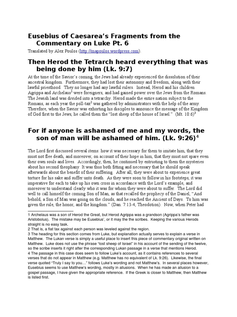 06 Eusebius of Caesarea S Fragments From The Commentary On Luke | PDF ...