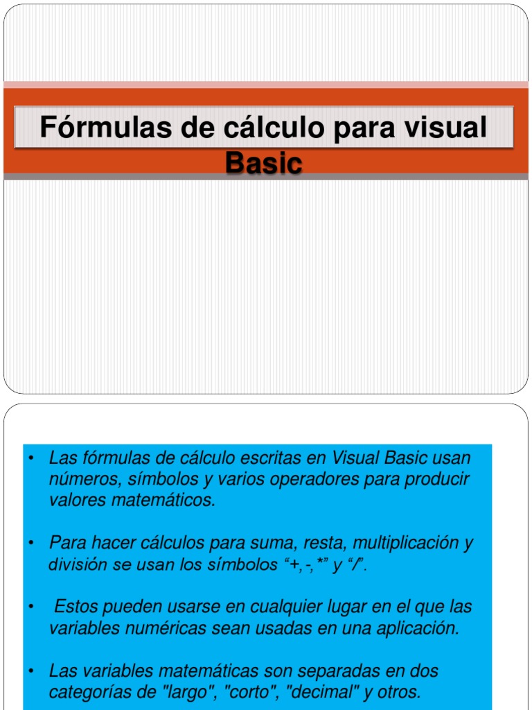 Formulas de Calculo para Visual Basic | PDF | Point and Click ...