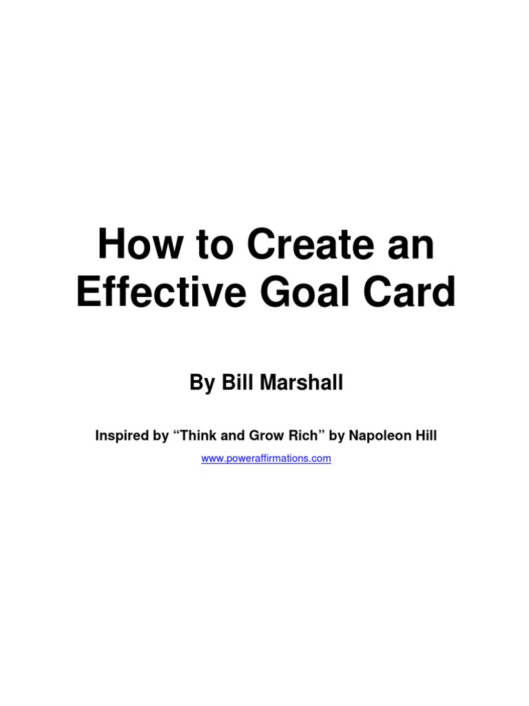 Goal Card Instructions | PDF | Thought | Goal