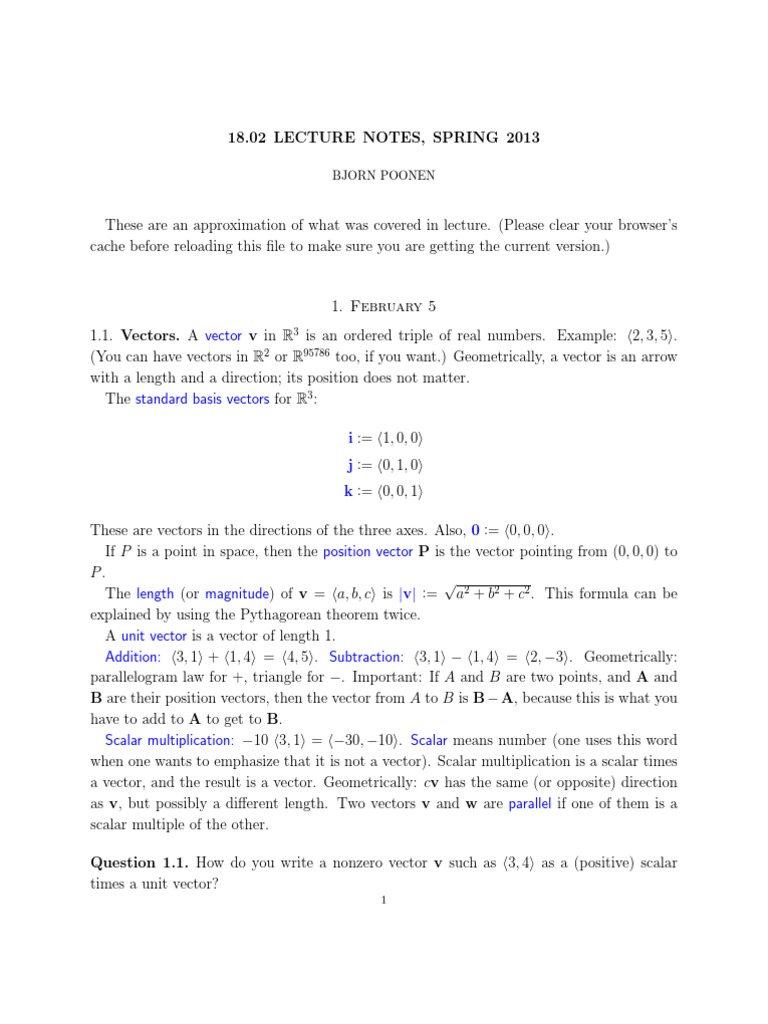 Multivariable Calculus Lecture Notes | PDF | Matrix (Mathematics ...