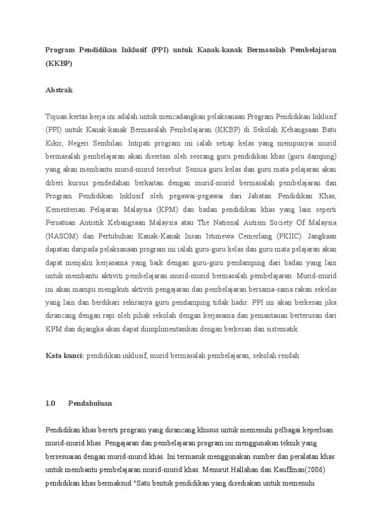Program Pendidikan Inklusif | PDF
