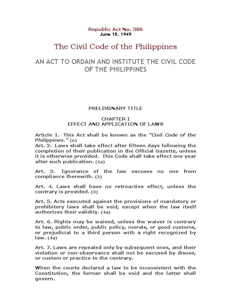 Civil Code of The Philippines | PDF | Annulment | Burden Of Proof (Law)