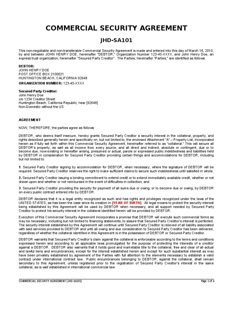 Commercial Security Agreement | PDF | Security Interest | Debtor