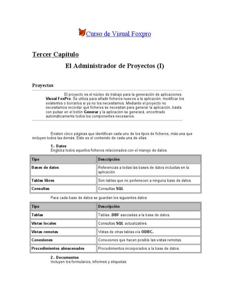 Curso de Visual Foxpro | PDF | Archivo de computadora | Ventana (informática)