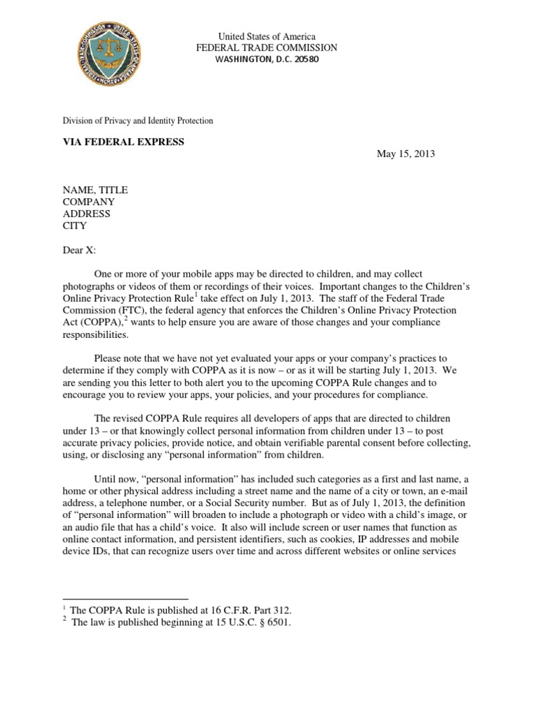 Privacy Notice Letter To Attach To Privacy