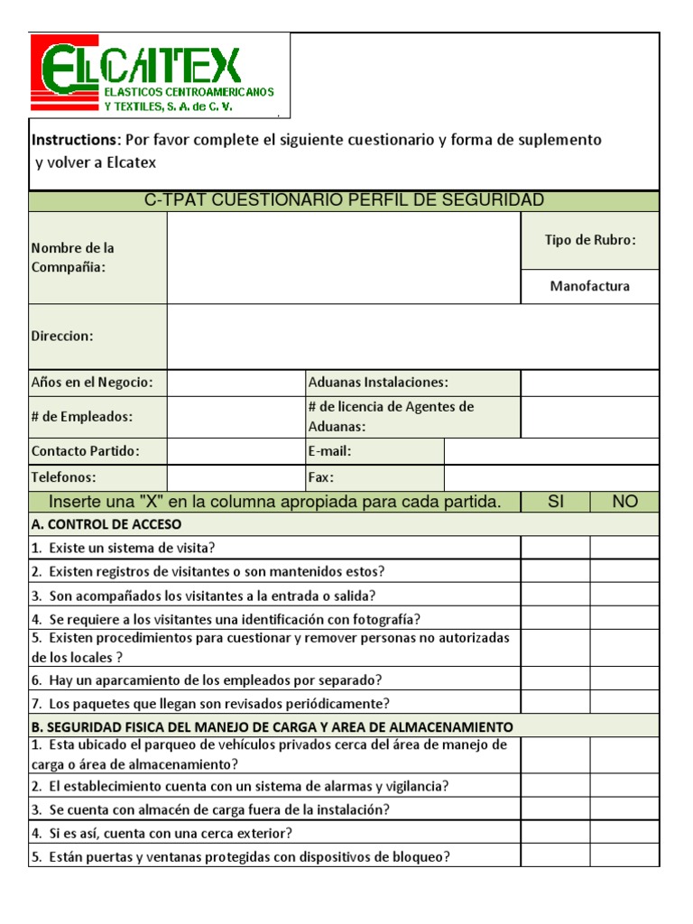 Cuestionario de Seguridad C-TPAT | PDF | Contraseña | La seguridad ...