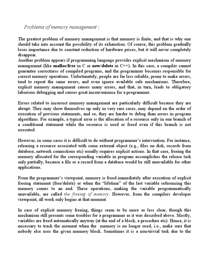 Problems of Memory Management | PDF | Subroutine | Variable (Computer Science)