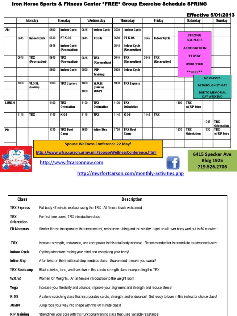 Weekly Group Exercise Schedule | PDF