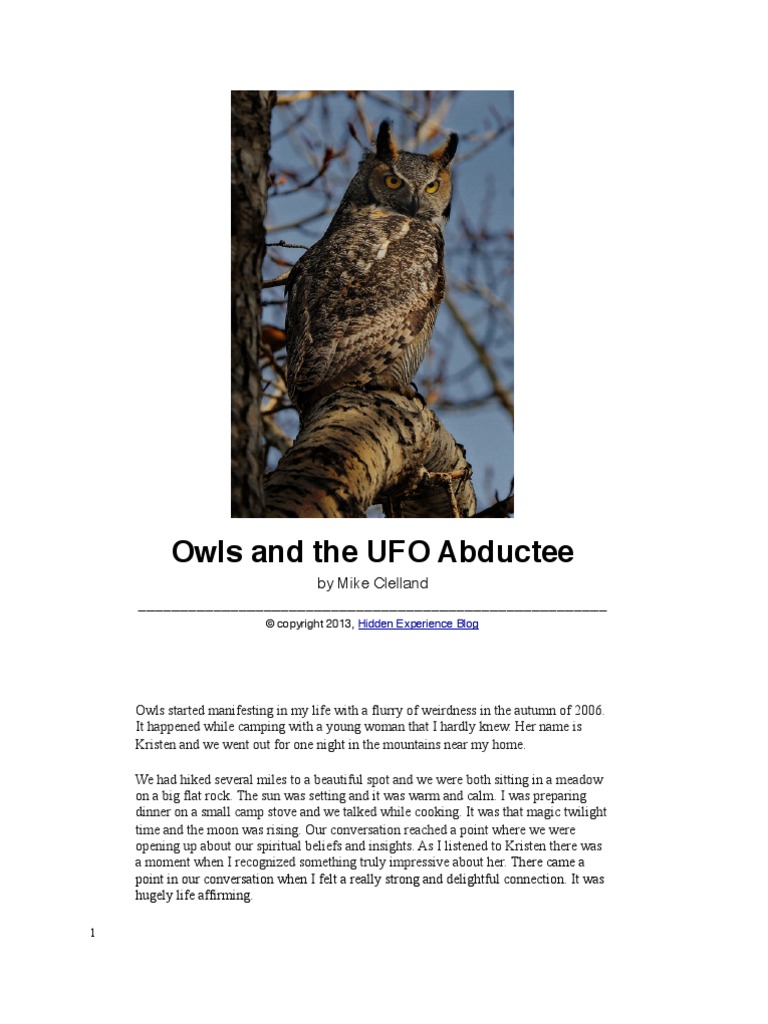 Owls and The UFO Abductee | PDF | Alien Abduction