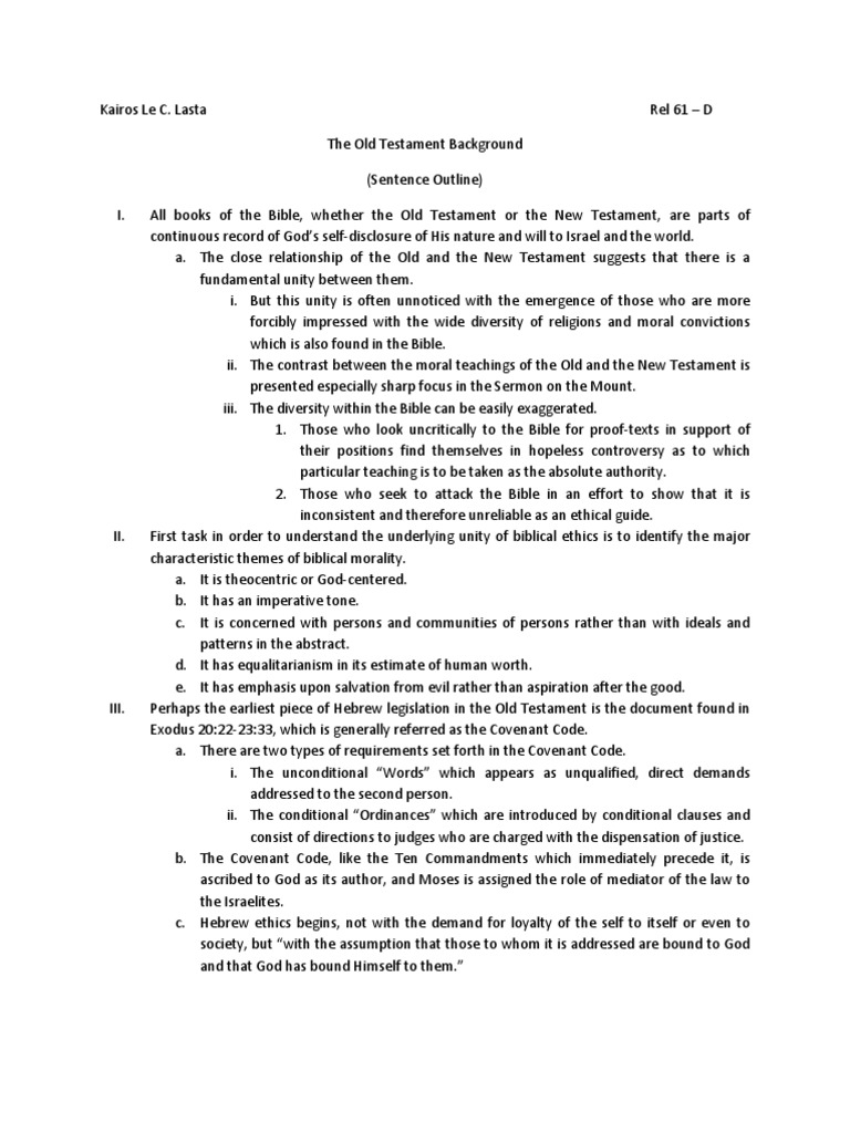 Sentence Outline | PDF | Covenant (Biblical) | Sin
