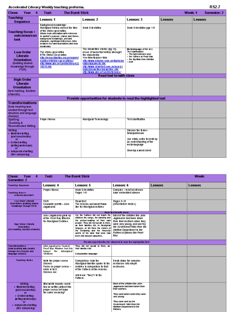The Burnt Stick - Teaching Focus | PDF | Reading Comprehension ...