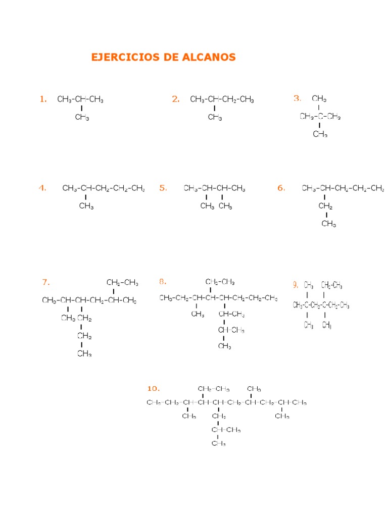 Ejercicios de Alcanos | PDF | Alcano | Moléculas