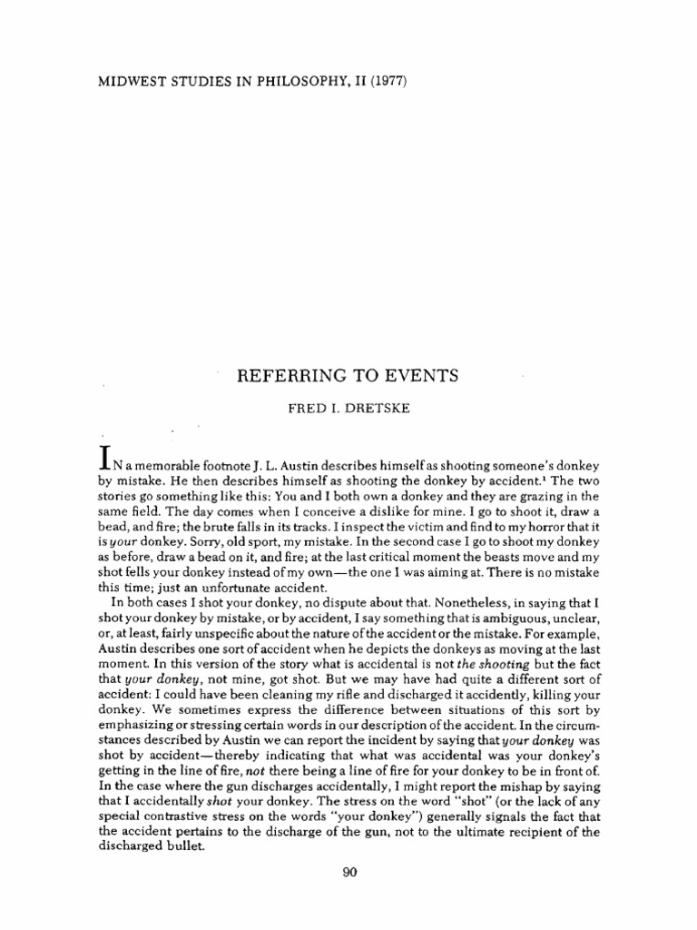 Dretske Referring To Events | PDF | Causality | Ambiguity
