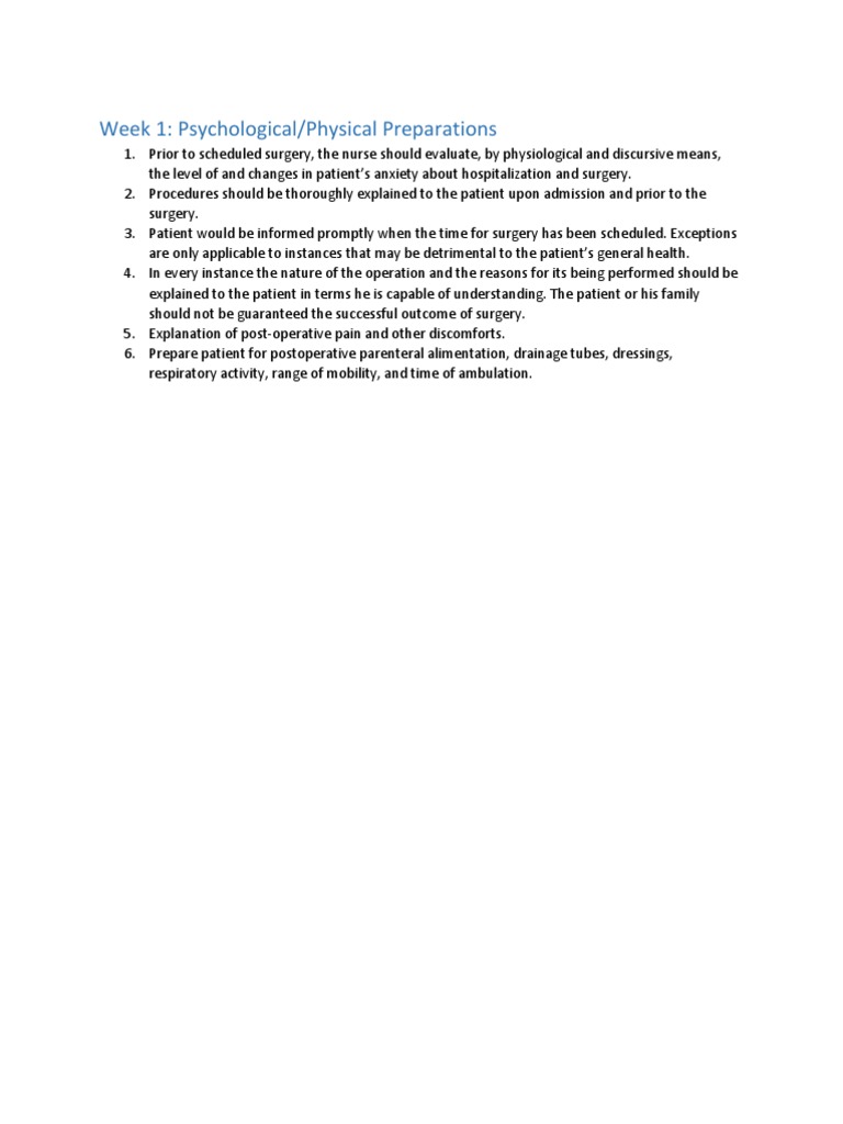 Week 1: Psychological/Physical Preparations | PDF | Science & Mathematics
