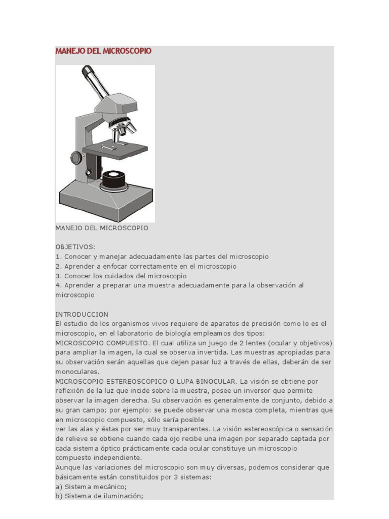 Manejo Del Microscopio | PDF | Atómico | Filosofía natural