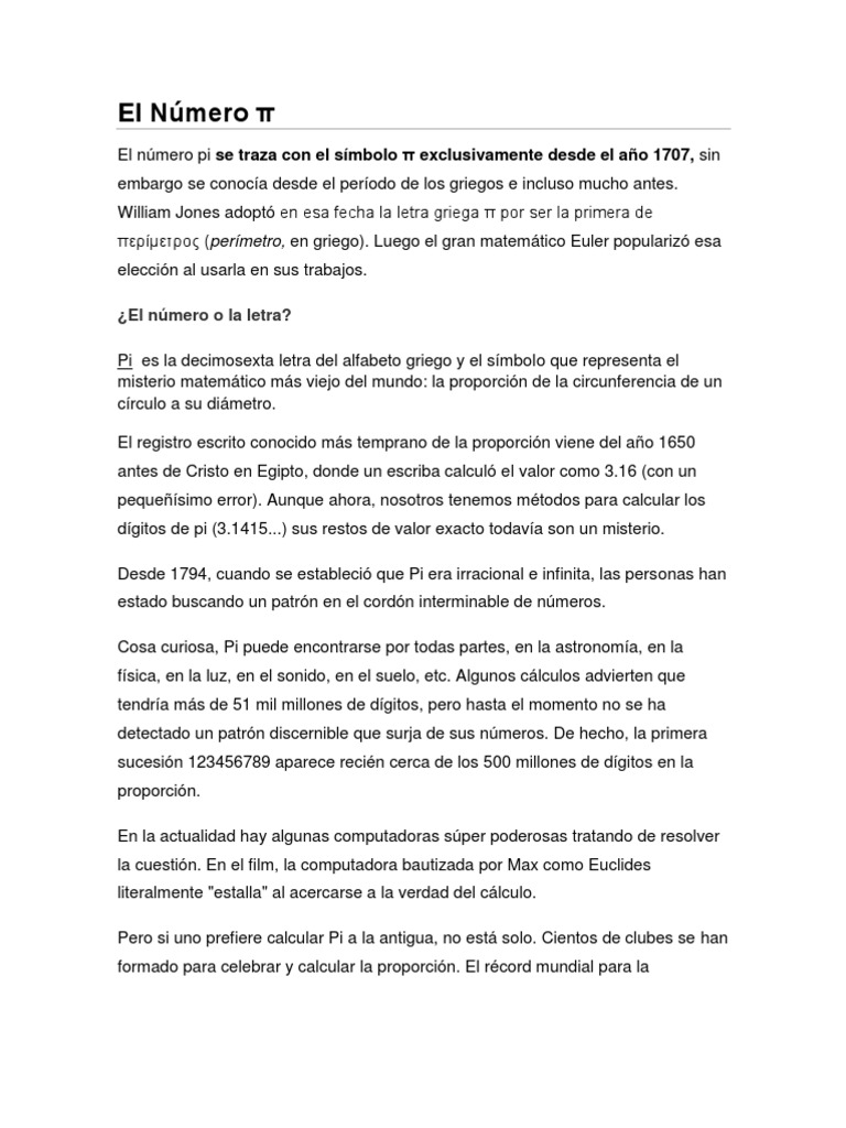 Demostracion Del Número Pi 3.1416 | PDF | Pi | Matemática Elemental