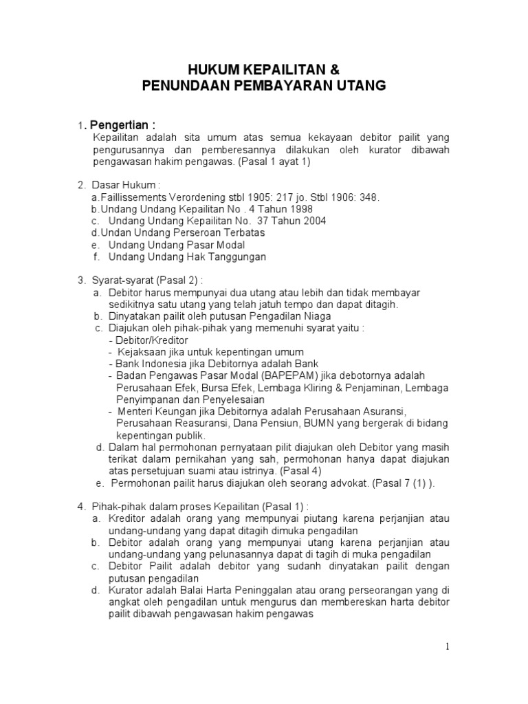 Hukum Kepailitan | PDF